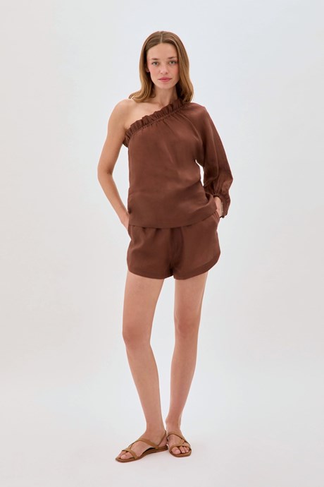 Capri Cappuccino Linen Shorts | Labeca London - Labeca London