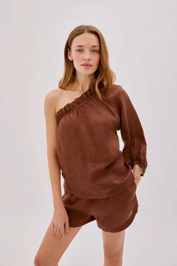 Capri Cappuccino Linen Shorts | Labeca London - Labeca London