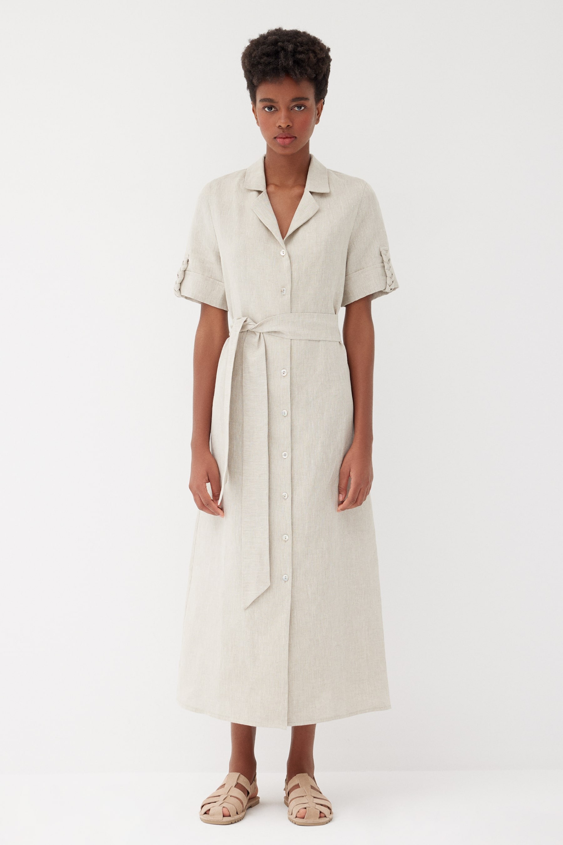 Carmen Barley Linen Braided Shirt Dress | Labeca London - Labeca London
