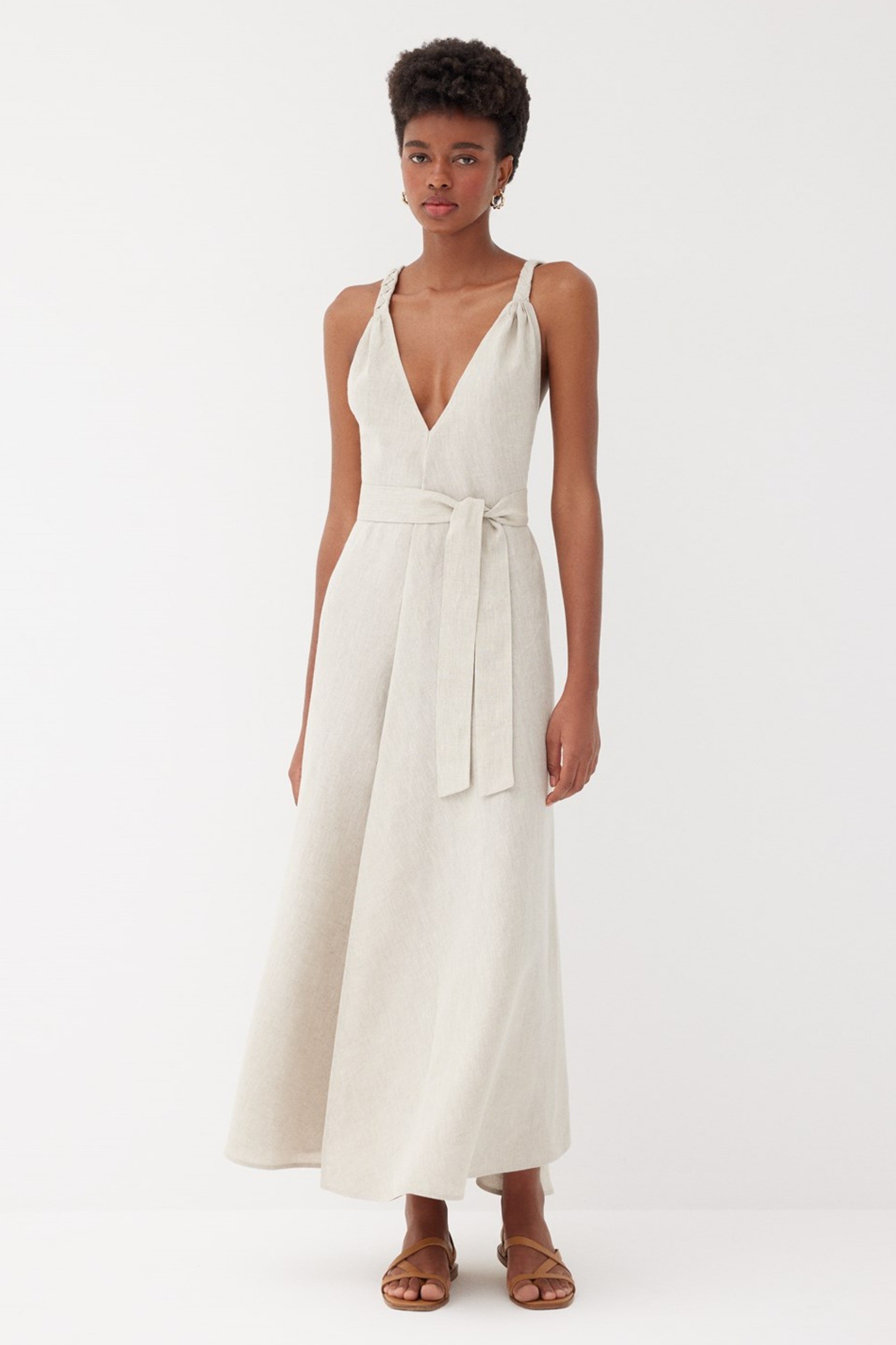 Sloane Barley Linen Braided Dress - Labeca London