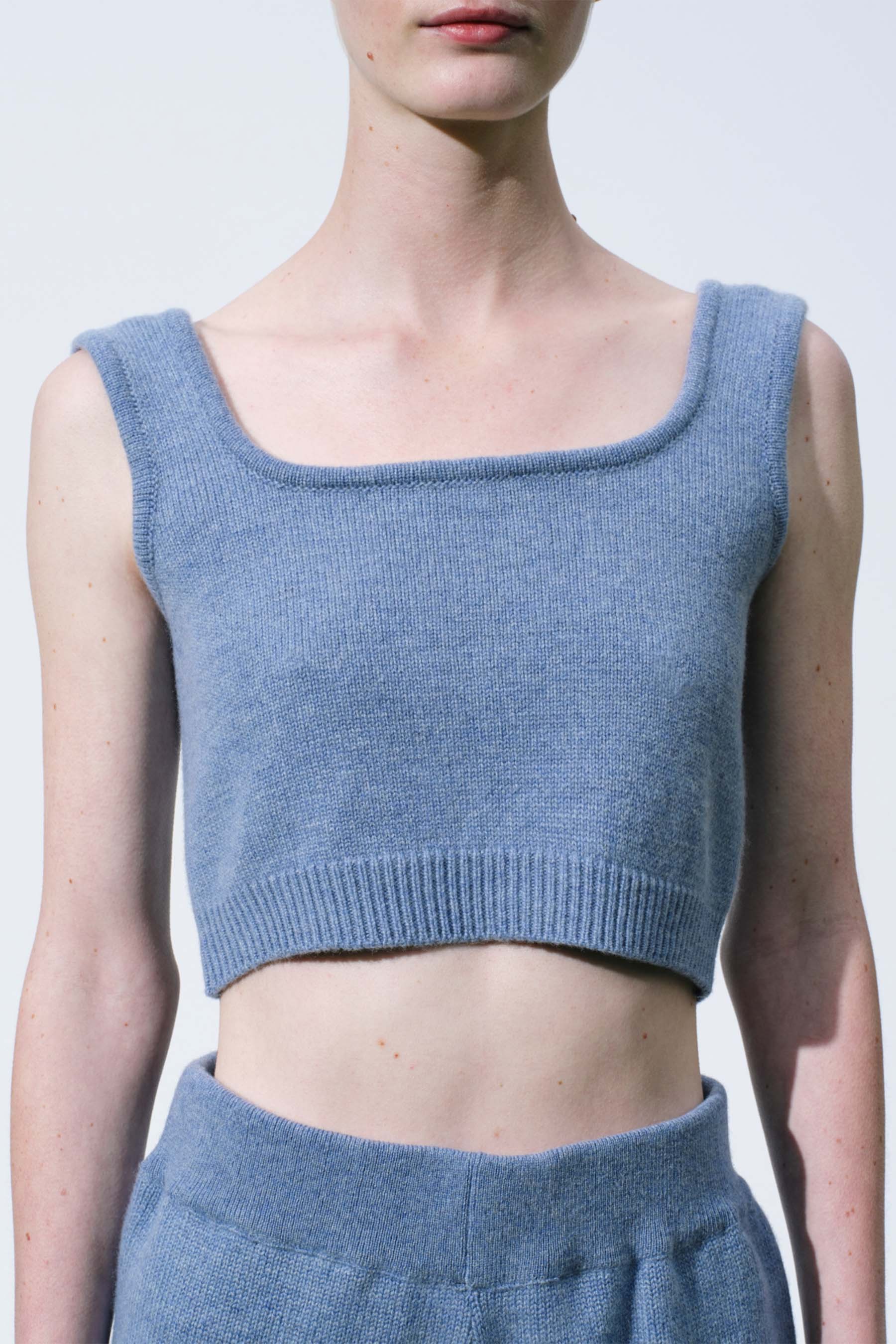Willow Light Blue Cashmere Crop Top - Labeca London