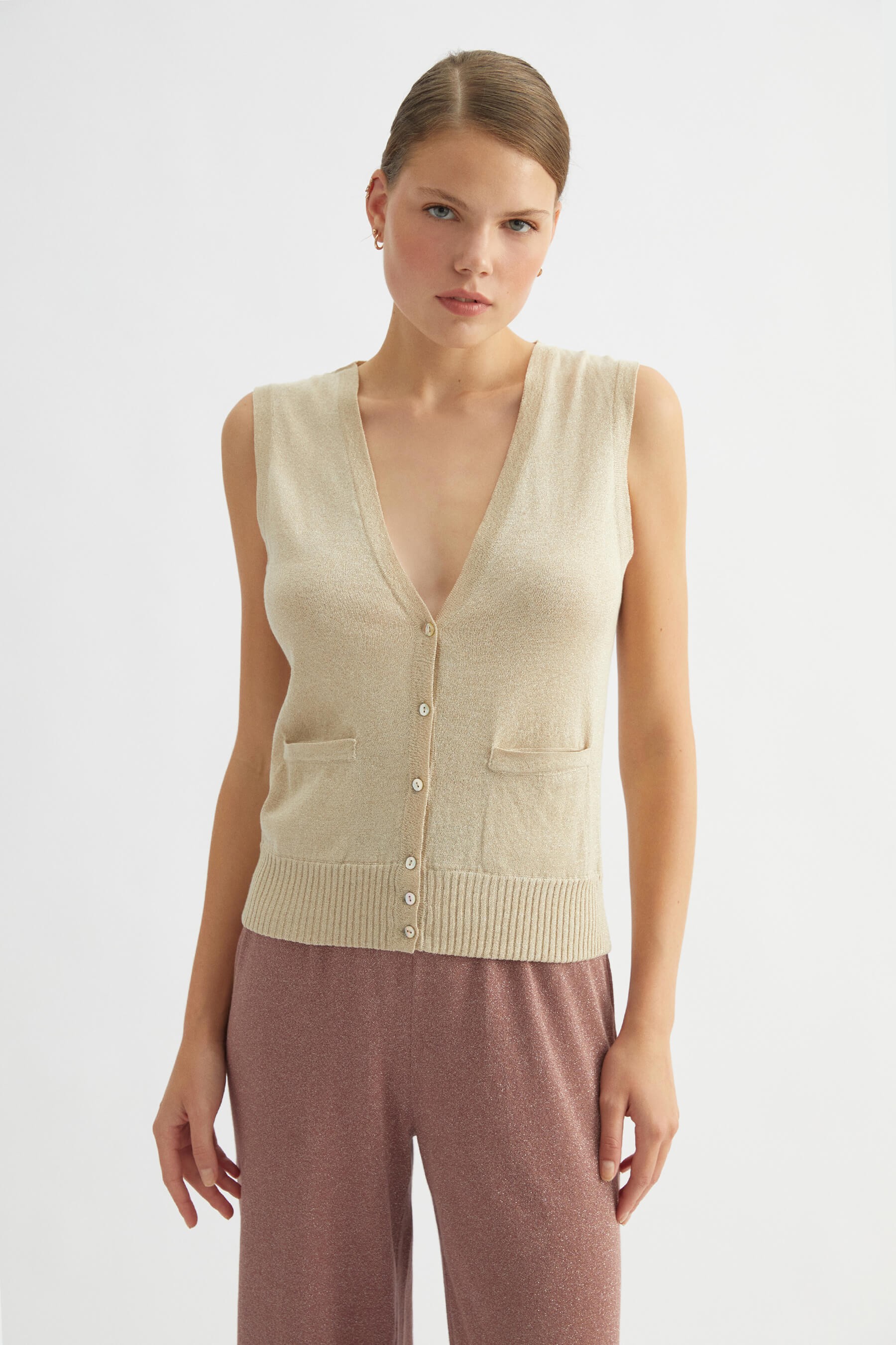 Beige Knitted Vest | Labeca London - Labeca London